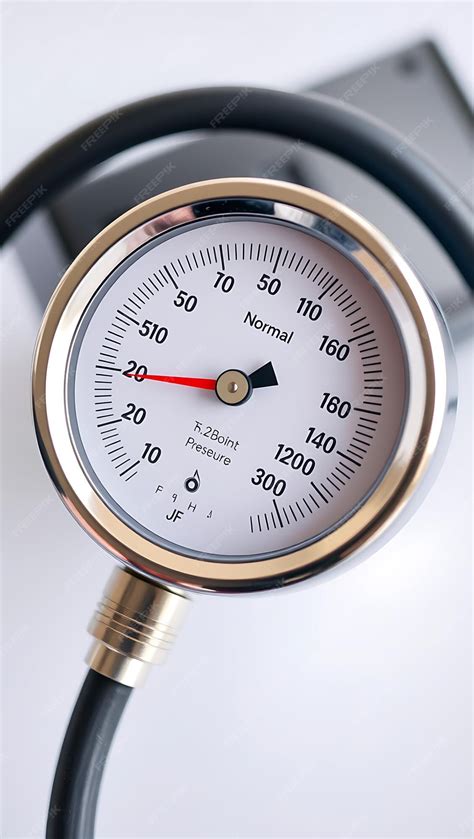 Closeup Of Sphygmomanometer Gauge Showing Normal Pressure Premium Ai Generated Image