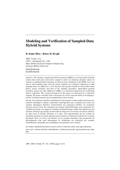 Pdf Verification Of Sampled Data Hybrid Automata
