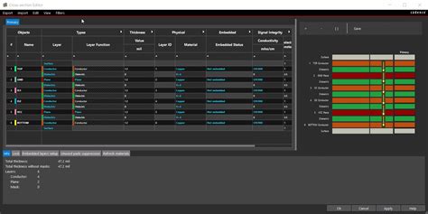 Define Layer Stackup Details In Cross Section Editor System Pcb And Package Design Cadence