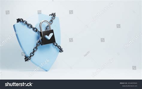 3d Render Shield Chain Security Protect Stock Illustration 2214474541
