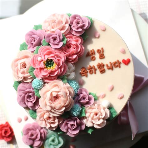 파주 운정 야당 일산 생일케이크로 주문해주신 앙금플라워 떡케이크 3호 작약크레센트 네이버 블로그