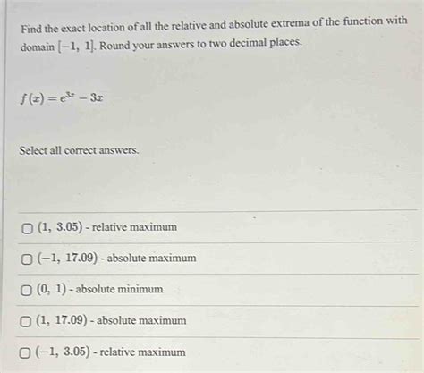 solved find the exact location of all the relative and absolute