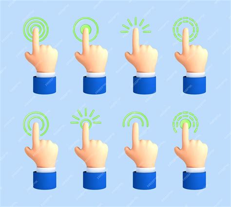 터치 또는 클릭 아이콘 디자인 3d 손 포인팅 아이콘 디자인 포인팅 제스처 탭 화면 선택 버튼 벡터 3d 그림 프리미엄 벡터