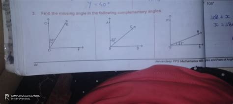 Find The Missing Angle In The Following Complementary Angles Diagrams In