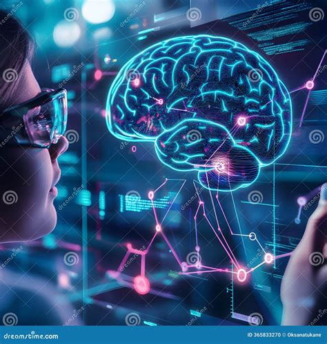 Neurological Brain Stem Cells Firing Neurons On Blue Background