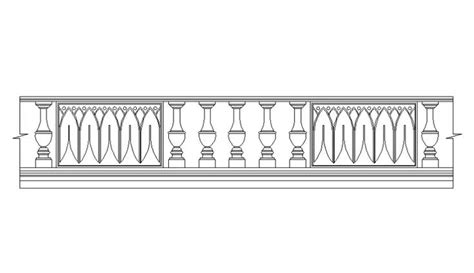 Classical Wooden Railing Cad Block Details