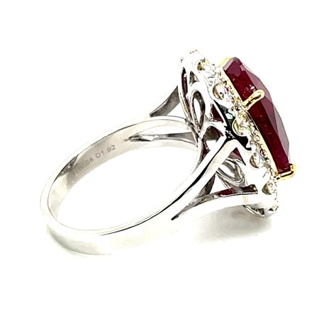 Faceted Oval Ruby Cts 1058 And Diamond Engagement Ring Grs Certified
