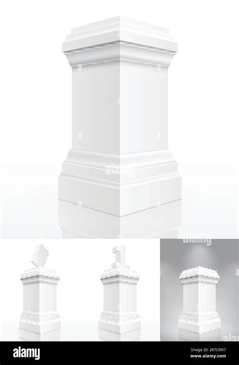 Classic Column Isolated On White With Variants Of Usage Stock Vector