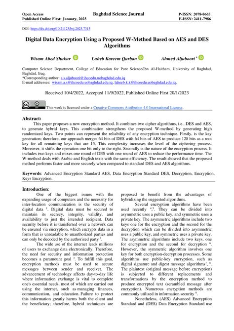 Pdf Digital Data Encryption Using A Proposed W Method Based On Aes