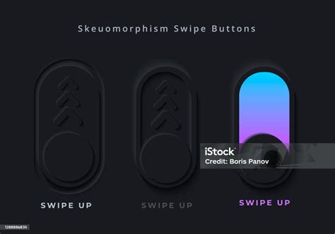 슬라이드 잠금 해제 또는 슬라이드 잠금 해제 또는 밤 모드 Ui 템플릿에 대한 깨끗하고 현대적인 어두운 스쿠오모이즘과 Neumorphism 그래픽 스타일에 휴대 전화 응용