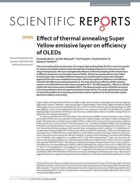Pdf Effect Of Thermal Annealing Super Yellow Emissive Layer On