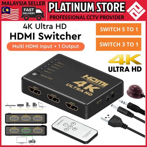 3 Port 5 Port 1080p 4k Hdmi Switch Selector Switcher Splitter Hub With Ir Remote Control