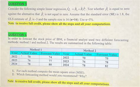 Solved Question 3consider The Following Simple Linear