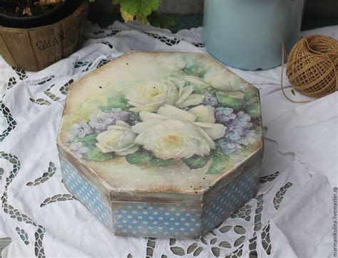 Купить Нежная весна короб голубой розы шебби шик шебби белые розы винтаж