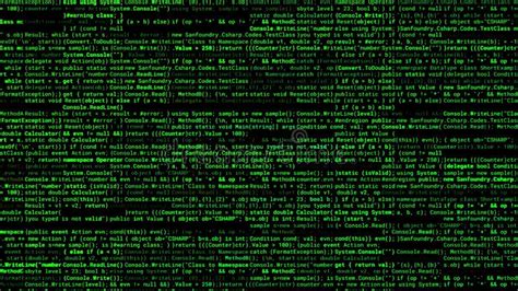 Program Code Of Matrix On Black Background Animation Green Text From
