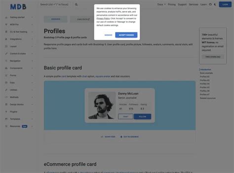 Bootstrap Profiles By Mdbootstrap A Undefined Template Built At Lightspeed