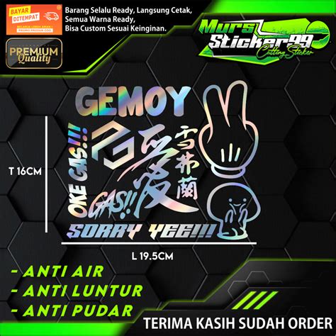 Jual Sticker Cutting Gemoy 2 Jari Oke Gas Logo Pg Cina Meme Pentol Lucu Gas Sorry Yee