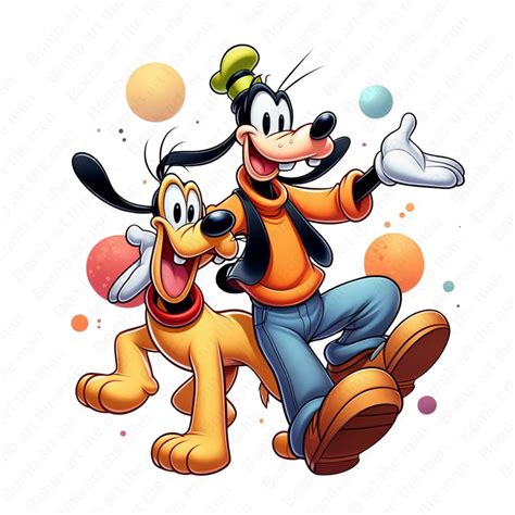 Pluto And Goofy Clipart Pluto Png Goofy Png Cute Cartoon Characters Instant Download Etsy