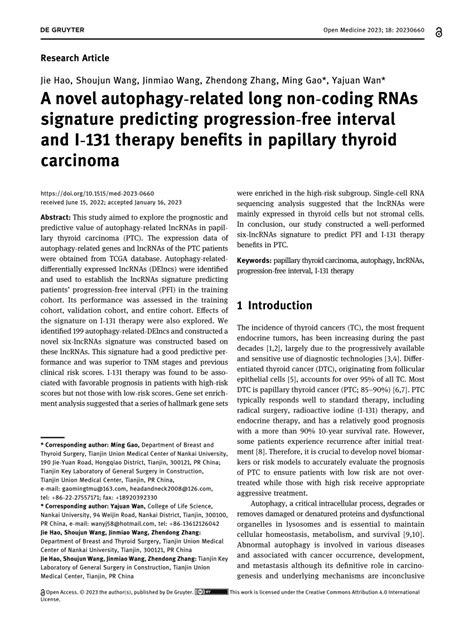 pdf a novel autophagy related long non coding rnas signature