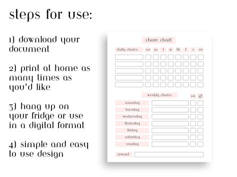 Adult Chore Chart Printable Chore Chart For Roommates Partners And More Pdf And Jpeg