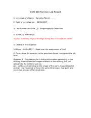 ForensicLabReportweek5 Docx CCSI 410 Forensic Lab Report 1 Investigators Name Camisha Terrell