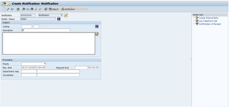IQS SAP Tcode Create Notif Simplified View