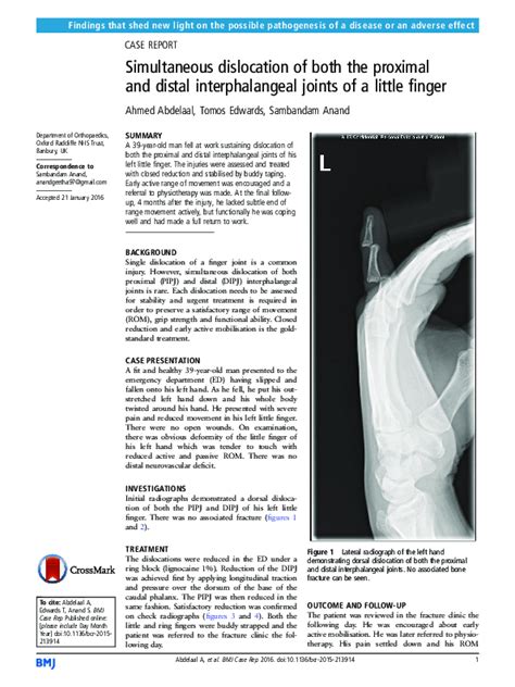Pdf Simultaneous Dislocation Of Both The Proximal And Distal