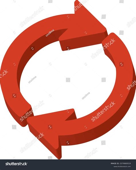 Red Three Dimensional Circulation Arrow Cycle Icon Stock Vector