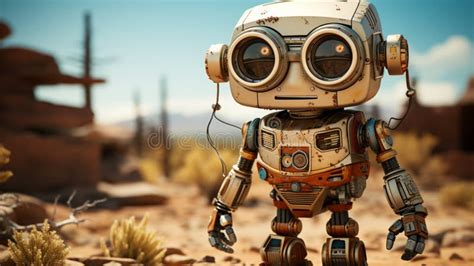 A Funny Robot With Glasses Stock Illustration Illustration Of Action