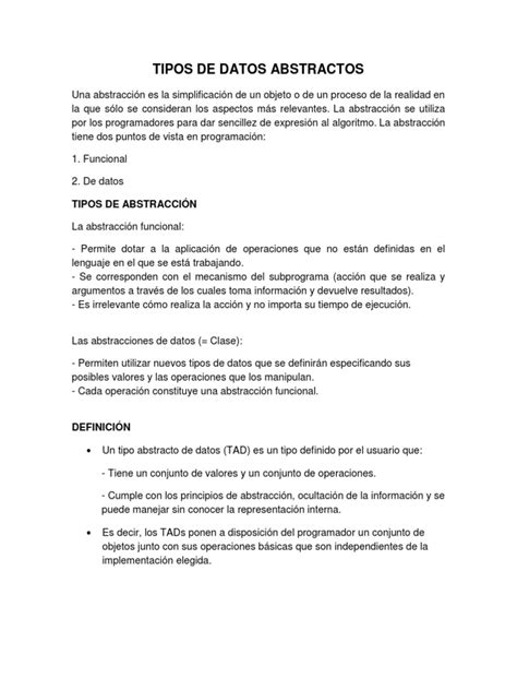 Tipos De Datos Abstractos Pdf Cola Tipo De Datos Abstractos Abstracción