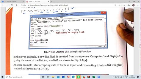 Chapter 7 Lists In Python Class 11 By Sunil Kumar Chittora Youtube