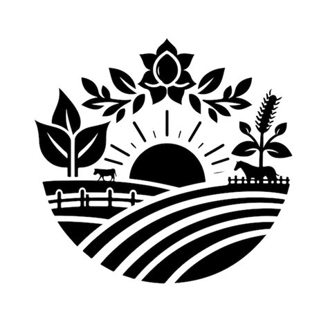Farming Logo Vector Silhouette Illustration Premium Ai Generated Vector