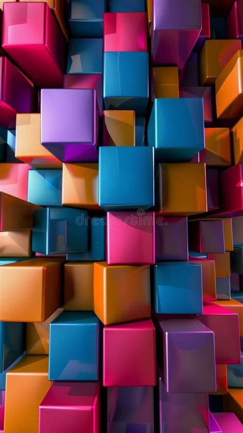 Colorful Cubes Stack Together Creating A Visually Stimulating Pattern Against A Plain Background