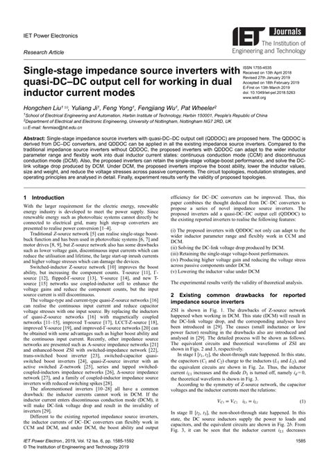 Single Stage Impedance Source Inverters With Quasi Dc Dc Output Cell
