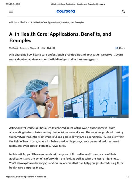 AI in Health Care - Applications, Benefits, and Examples | PDF | Artificial Intelligence ...