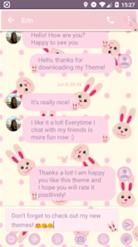 Sms Messages Rabbit Pink Theme For Android Download