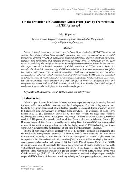 Pdf On The Evolution Of Coordinated Multi Point Comp Transmission