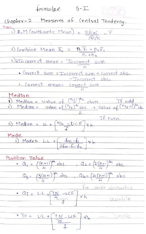 S1 Formulae Statistics 1 Formula Discrete Mathematics And Its