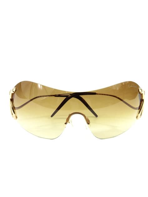 NEW! ROBERTO CAVALLI Women Gold Snake Beige Gradient Frameless Shield ...
