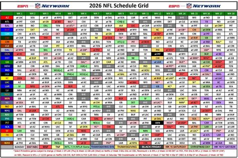 The Official 2026 Nfl Schedule Grid Every Single Game Of The Upcoming