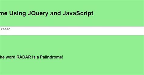 Free Programming Source Codes And Computer Programming Tutorials Palindrome Using Jquery And