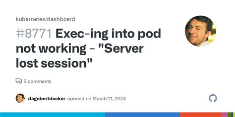 Exec Ing Into Pod Not Working Server Lost Session · Issue 8771 · Kubernetesdashboard · Github