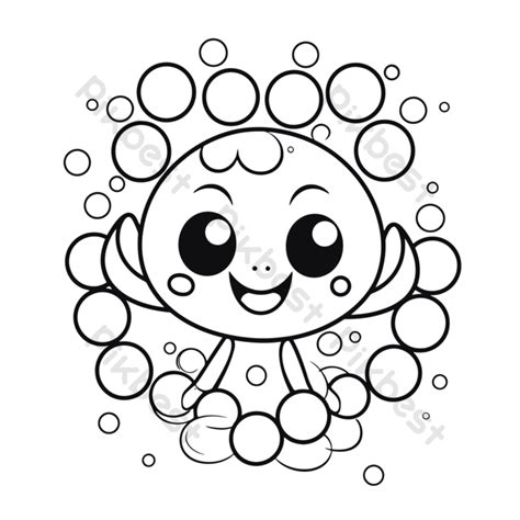 Outline Sketch Cute Time Coloring Page Drawing Vector Png Images Png