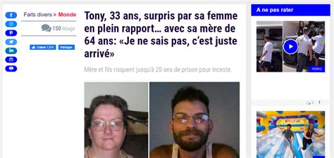 BELGIQUE : Tony, 33 ans, surpris au lit avec sa mère par sa femme de 64 ans sur le forum Blabla ...