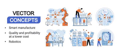 자동화된 생산 라인을 통한 스마트한 제조 은유 혁신적인 현대 스마트 산업 Performing Arts Event에 대한 스톡 벡터 아트 및 기타 이미지