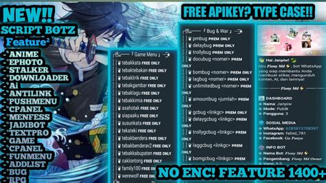 ♨️🆓new Script Bot Wa Feature 1400‼️ Free Apikey Store Rpg