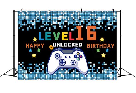 Personalized Birthday Backdrop 16th Digital Controller Celebration Bac
