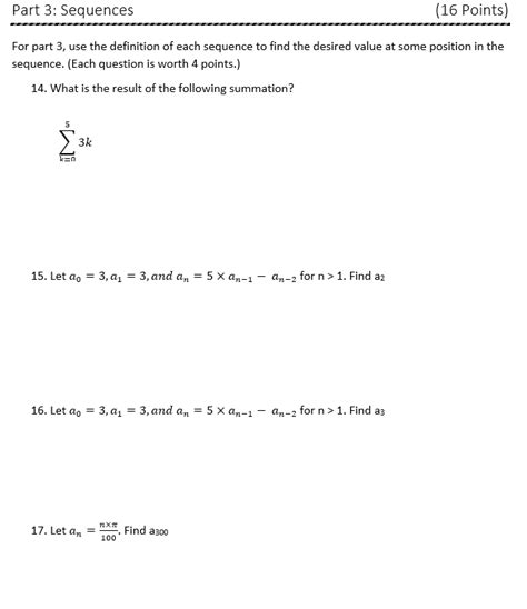 Solved For Part Use The Definition Of Each Sequence To Chegg