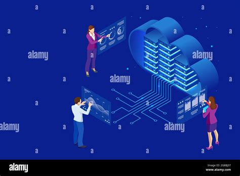 Isometric Cloud Computing Concept Represented By A Server With A Cloud