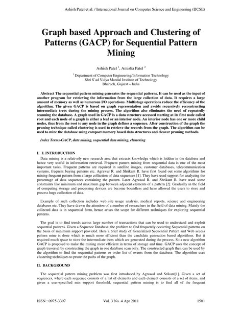 pdf graph based approach and clustering of patterns gacp for